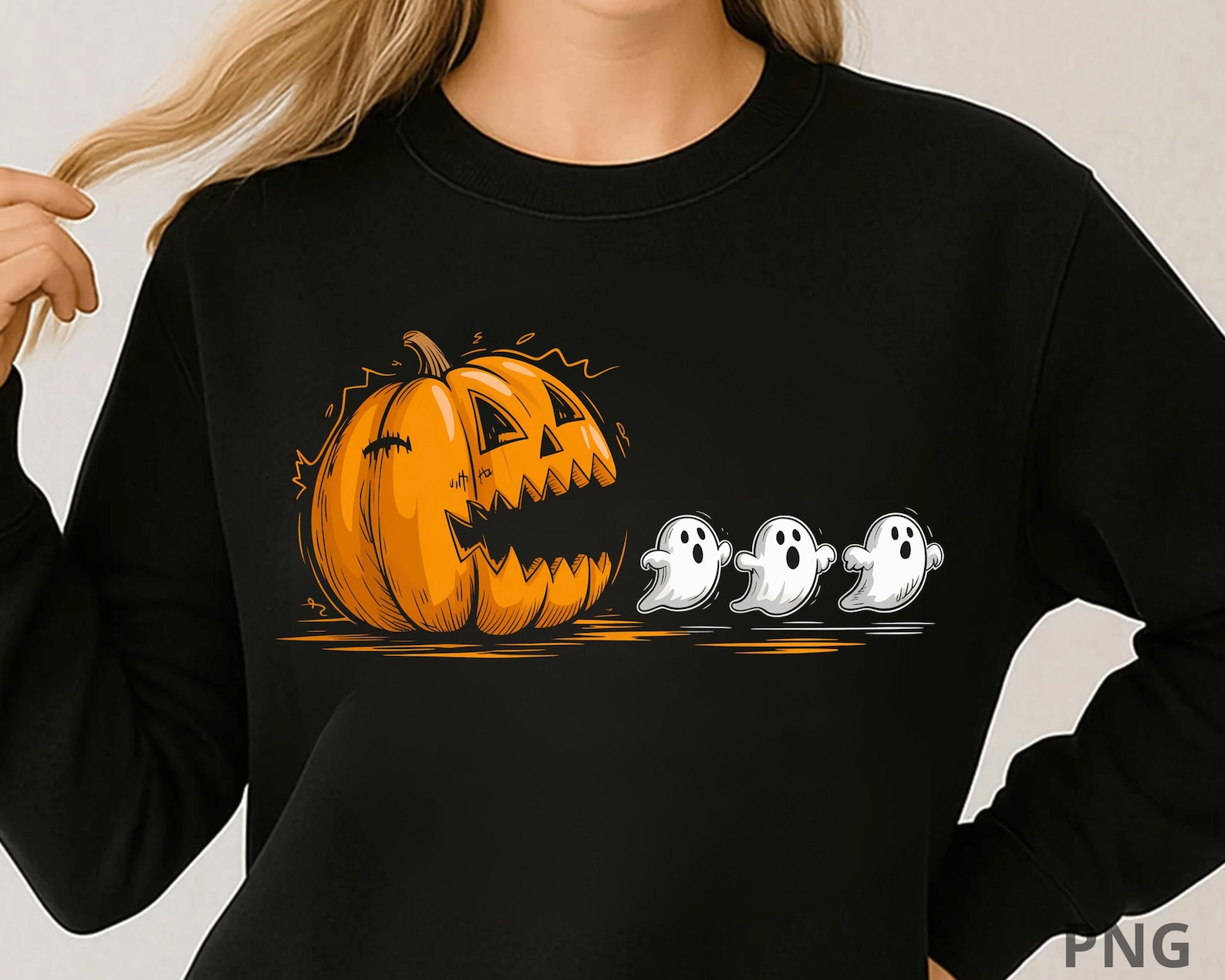 Spooky Season Halloween PNG: Pumpkin Chasing Ghost Shirt, Digital ...