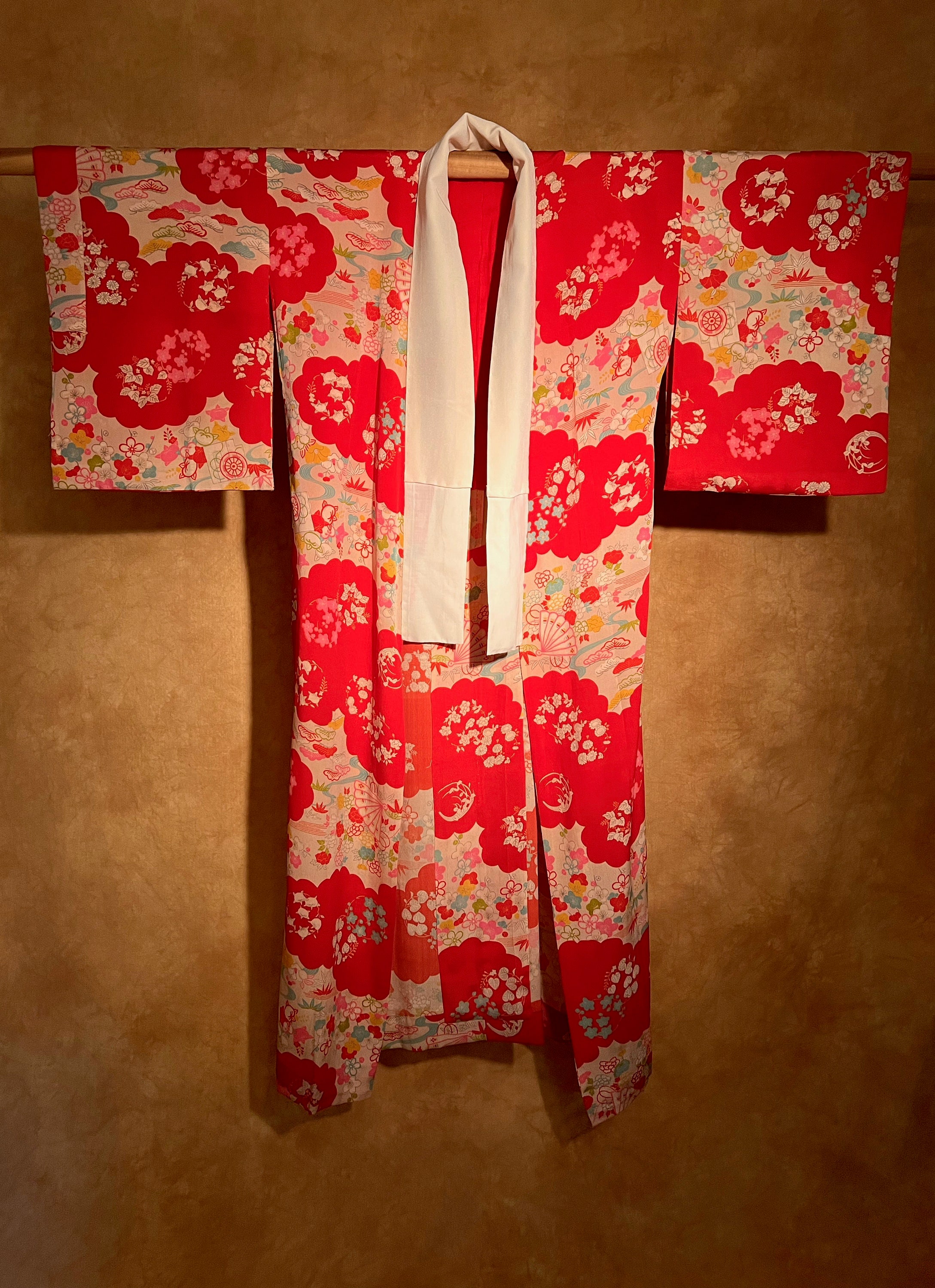 Antique Silk Unlined Hitoe Juban Kimono / Lovely Flowers Clouds - Etsy