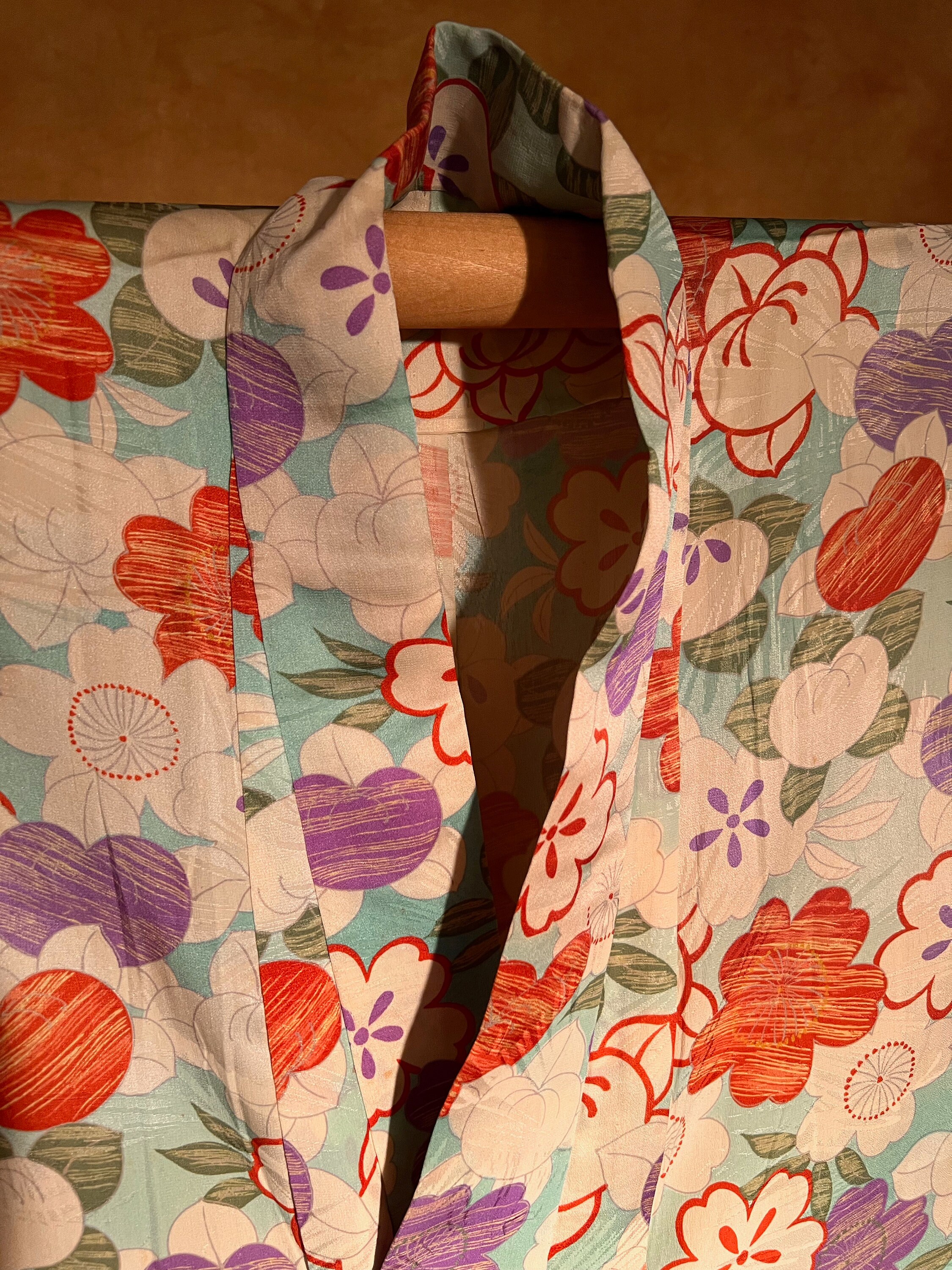 Antique Silk Unlined Hitoe Juban Kimono / Beautiful Flowers High ...