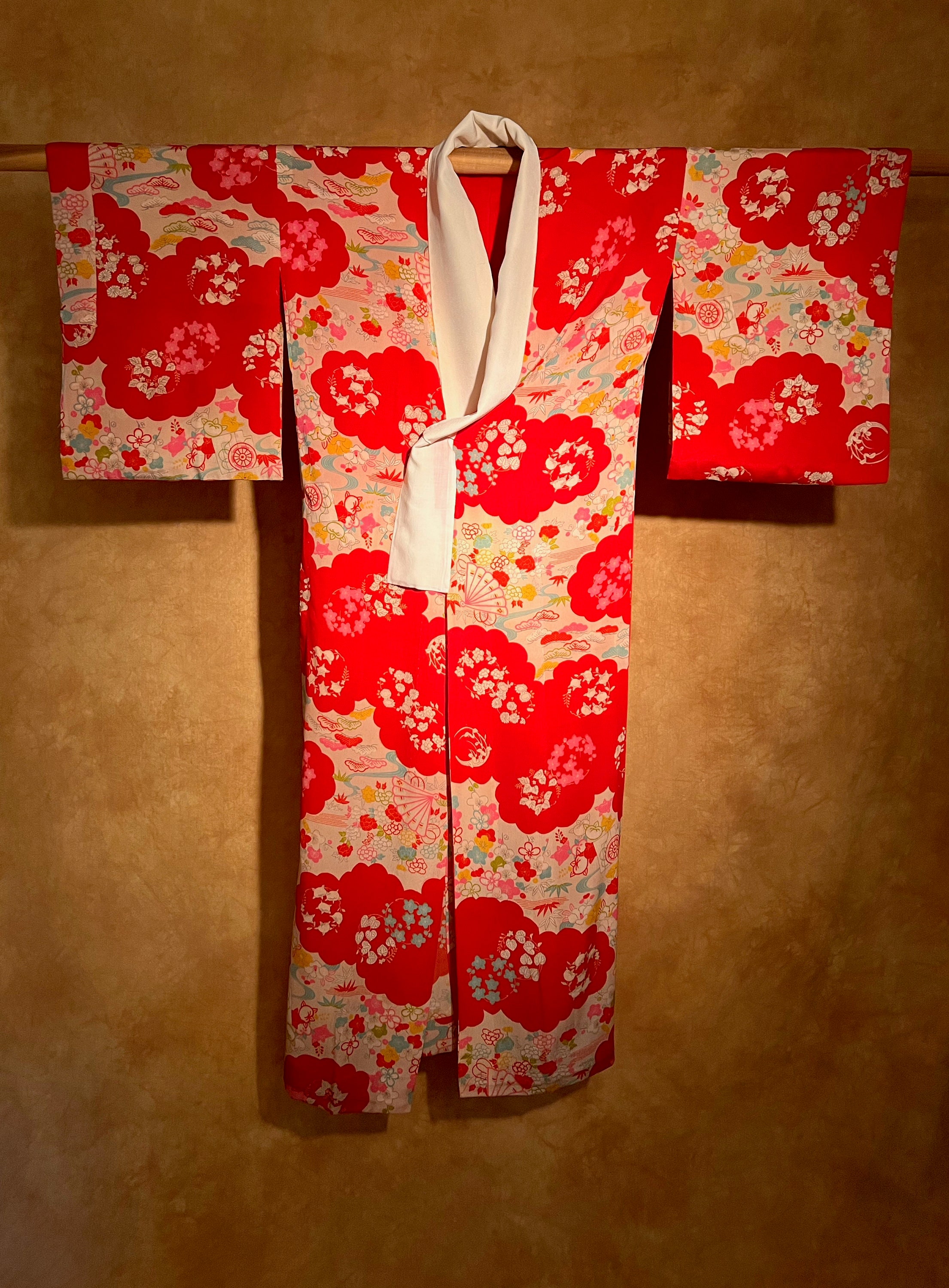Antique Silk Unlined Hitoe Juban Kimono / Lovely Flowers Clouds - Etsy