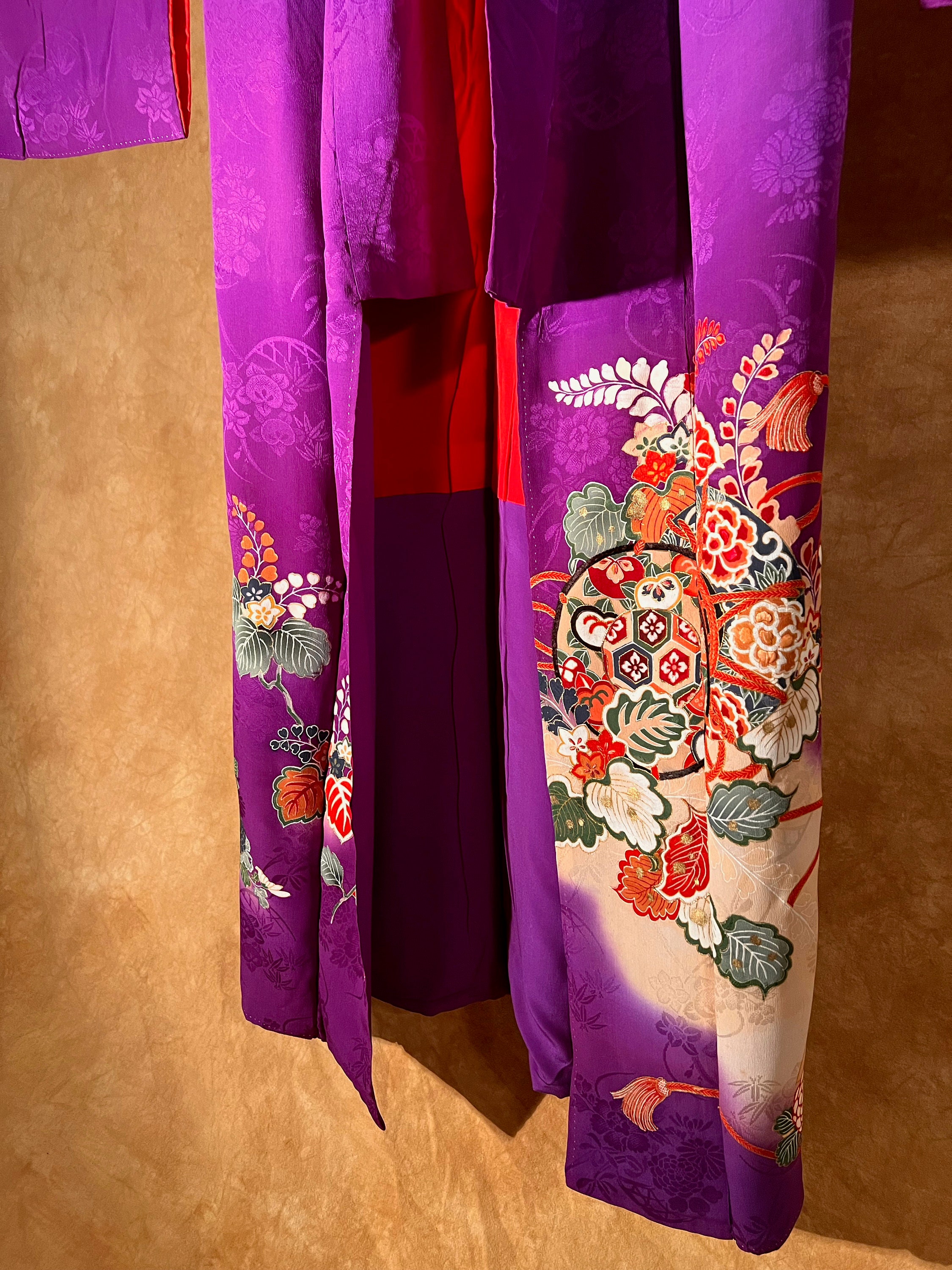 Antique Pure Silk Mon-kinsha Beautiful Kimono / Gorgeous Good Condition ...