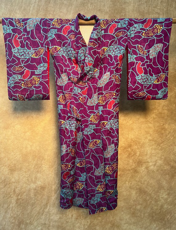 Antique Japanese Kimono / Mon-Kinsha Silk / Rare Desi… - Gem
