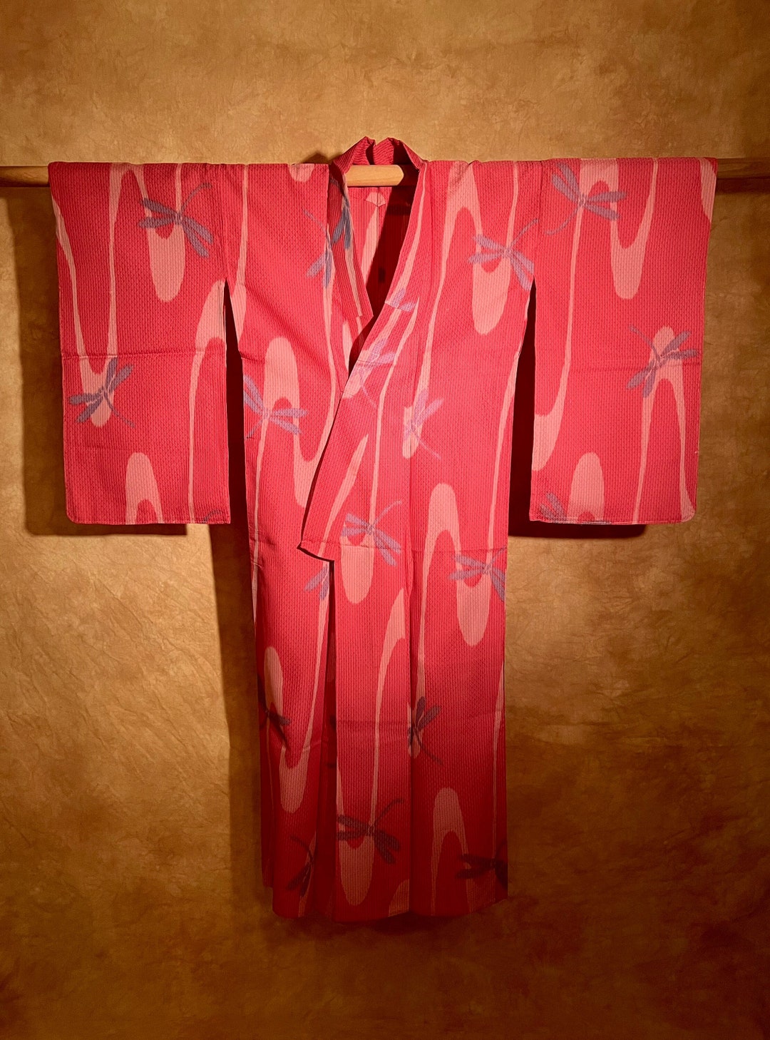 Vintage Sha Silk Unlined Kimono / Rare Pink Color Dragonfly - Etsy