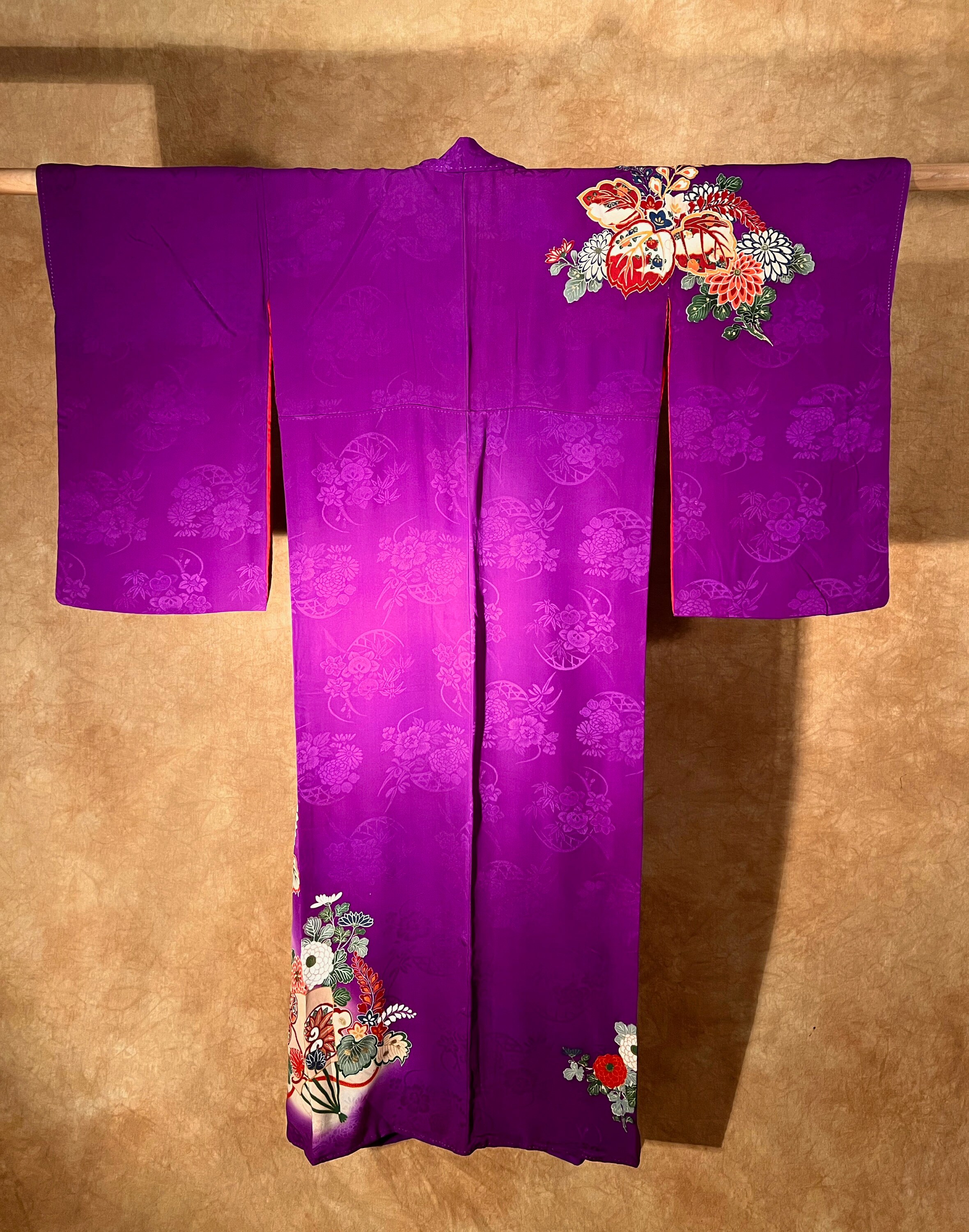 Antique Pure Silk Mon-kinsha Beautiful Kimono / Gorgeous Good Condition ...