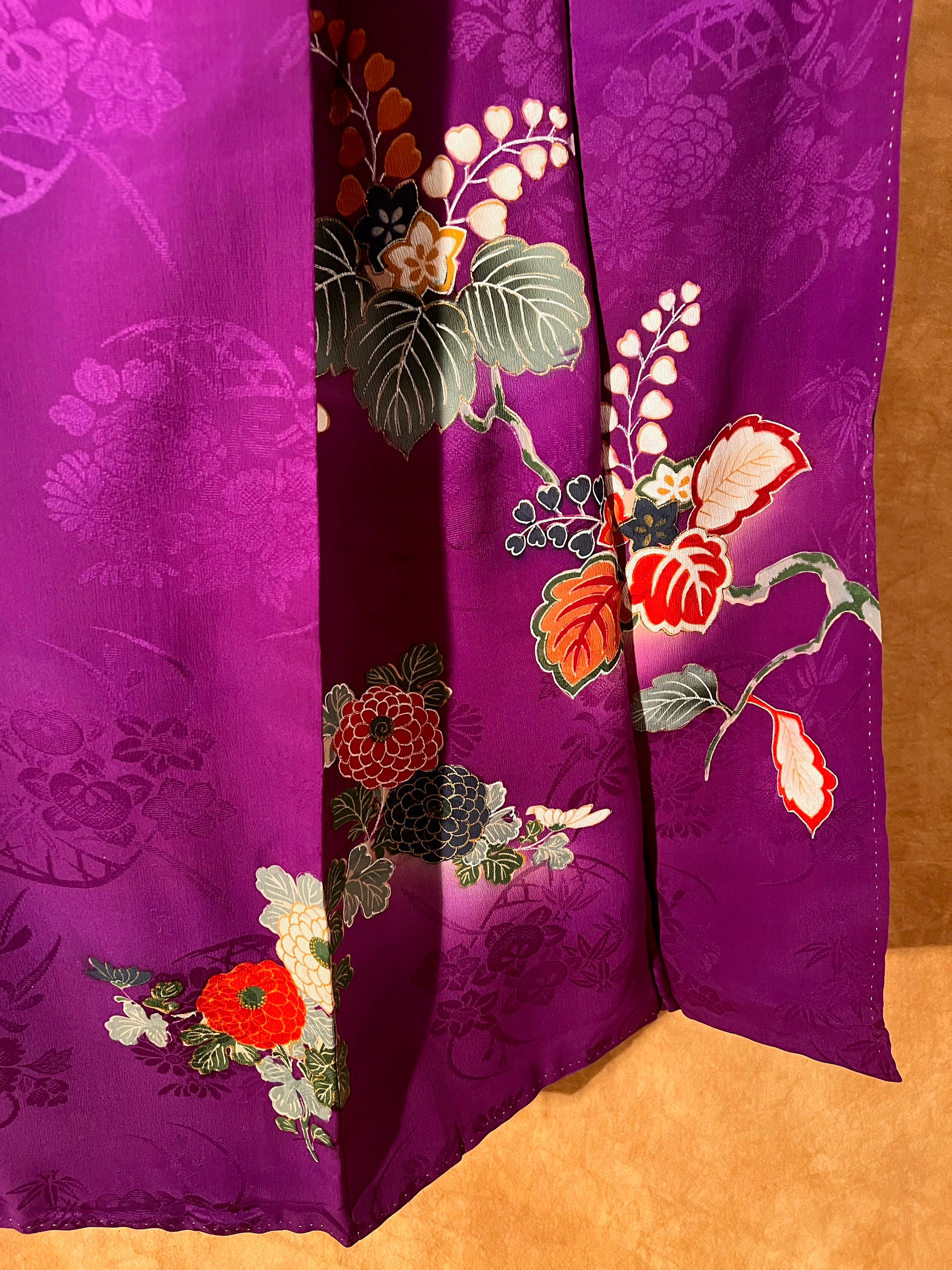 Antique Pure Silk Mon-kinsha Beautiful Kimono / Gorgeous Good Condition ...