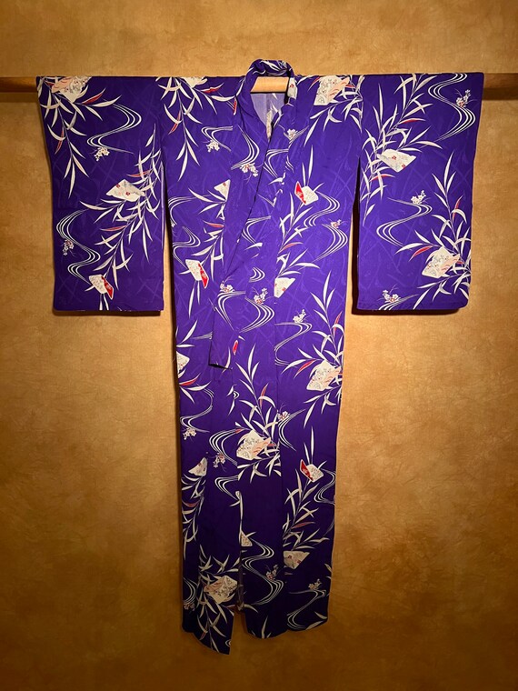 Antique Silk Hitoe Unlined Mon-kinsha Kimono Rare / B… - Gem