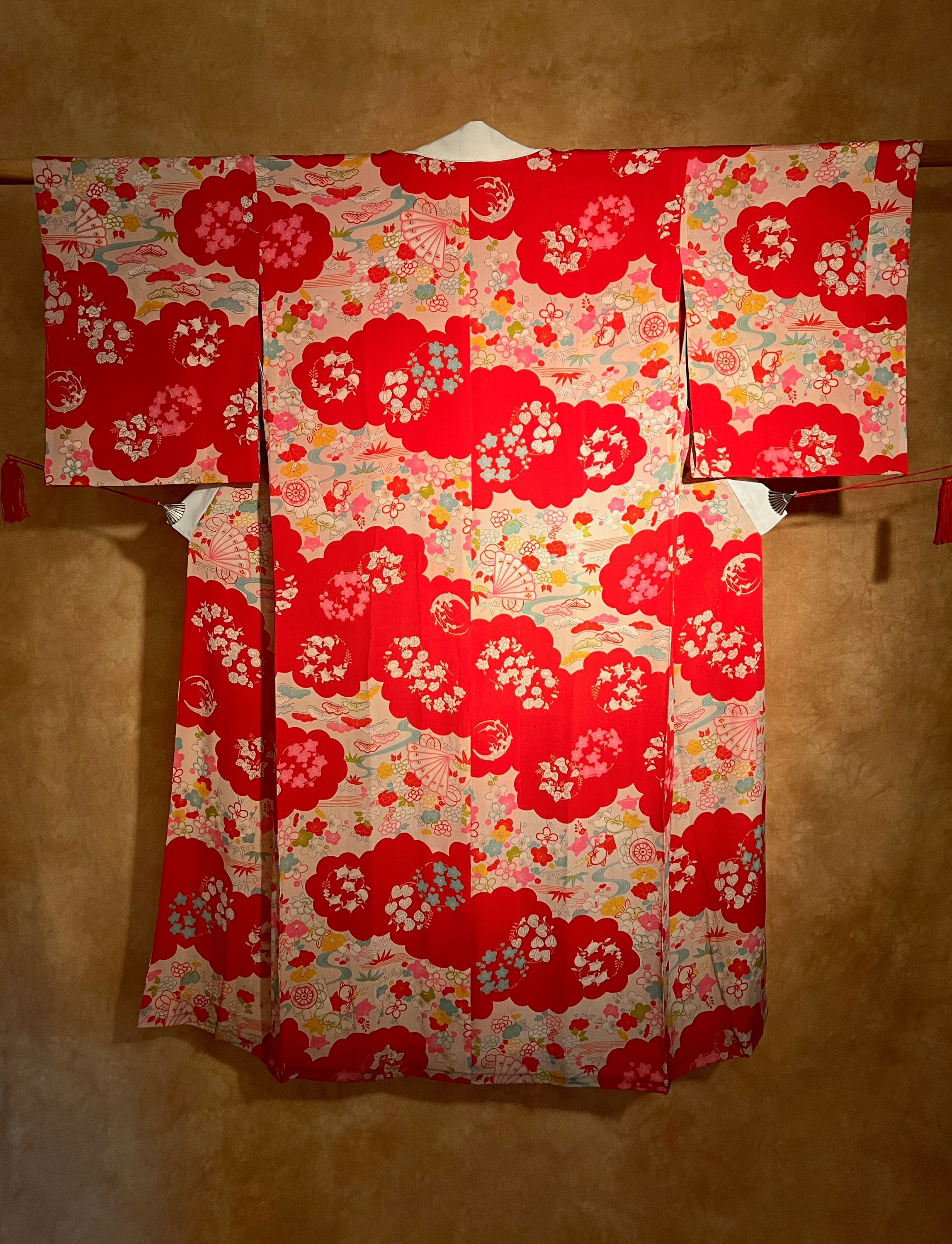 Antique Silk Unlined Hitoe Juban Kimono / Lovely Flowers Clouds - Etsy