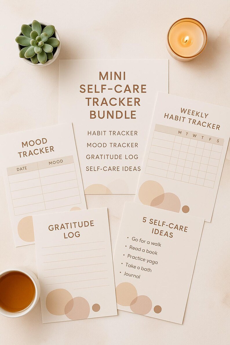 Mini Self Care Tracker Bundle | Printable Mood Tracker and Habit ...