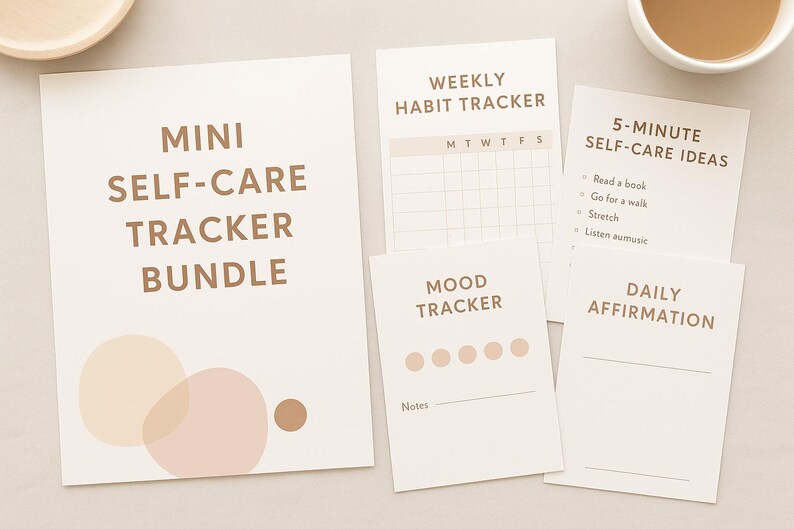 Mini Self Care Tracker Bundle | Printable Mood Tracker and Habit ...