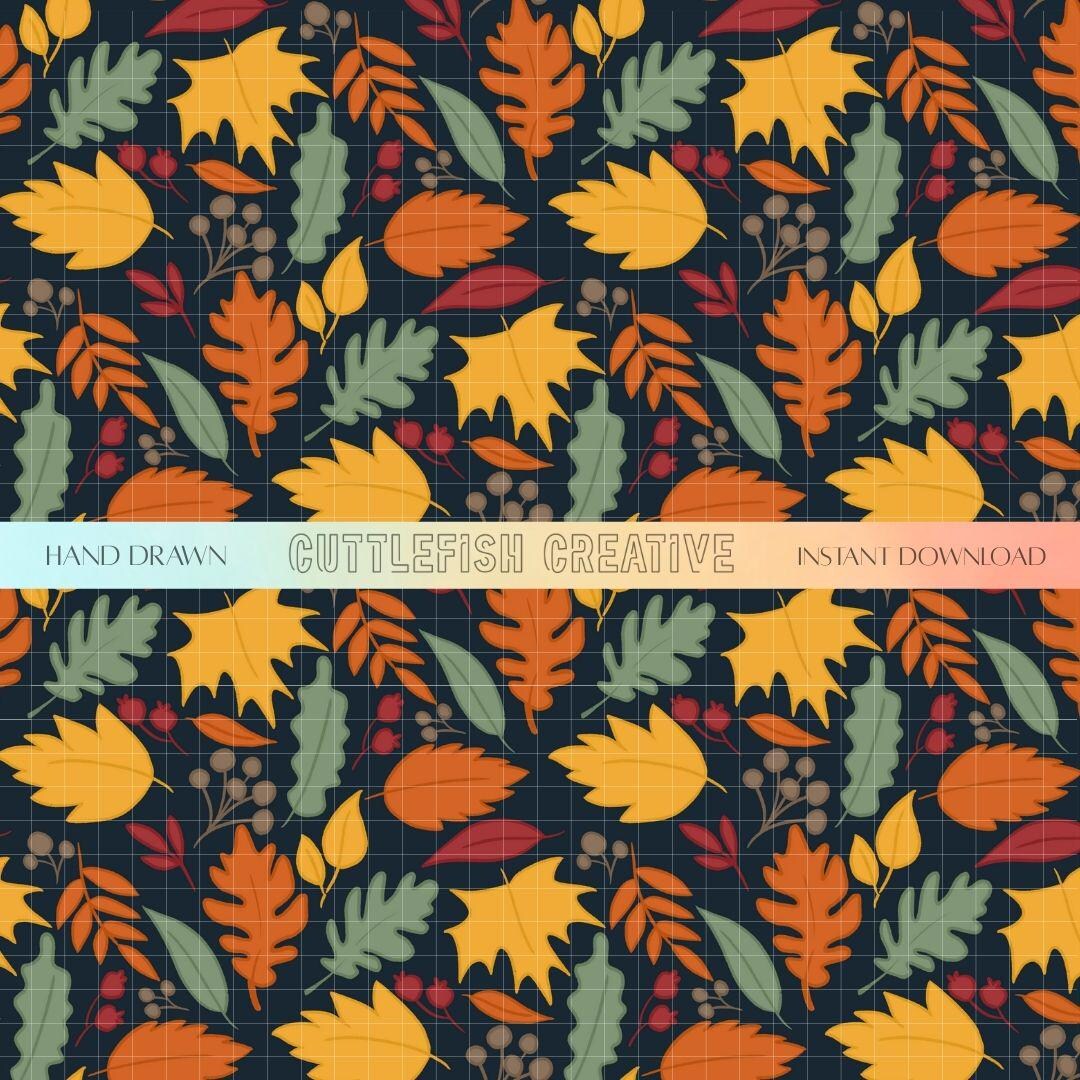 Autumn Leaves Seamless Pattern | Fall Foliage Digital Paper ...