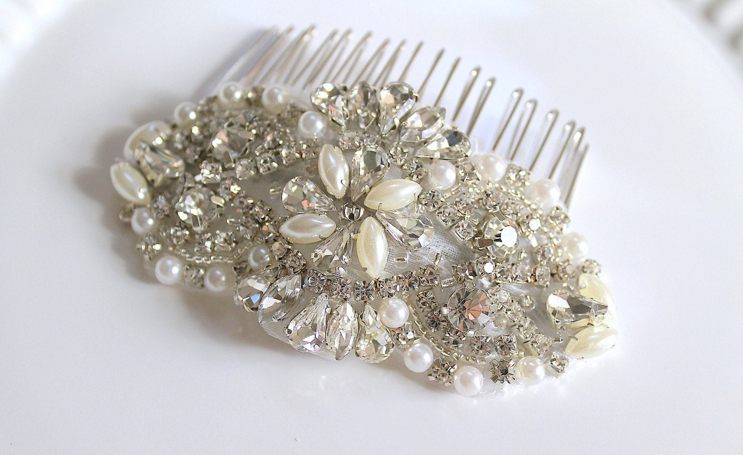 Bridal Beaded Pearl And Crystal Luxury Headpiece Rhinestone Etsy
