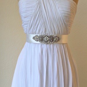 Bridal Beaded Austrian Crystal & Pearl Sash. Rhinestone Applique Luxury ...