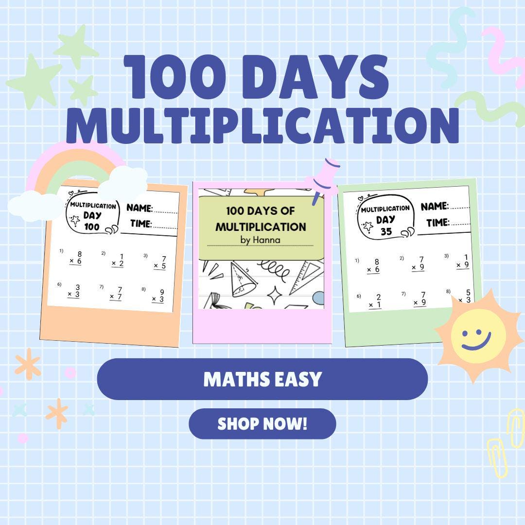 100 DAYS MULTIPLICATION WORKSHEET - Etsy