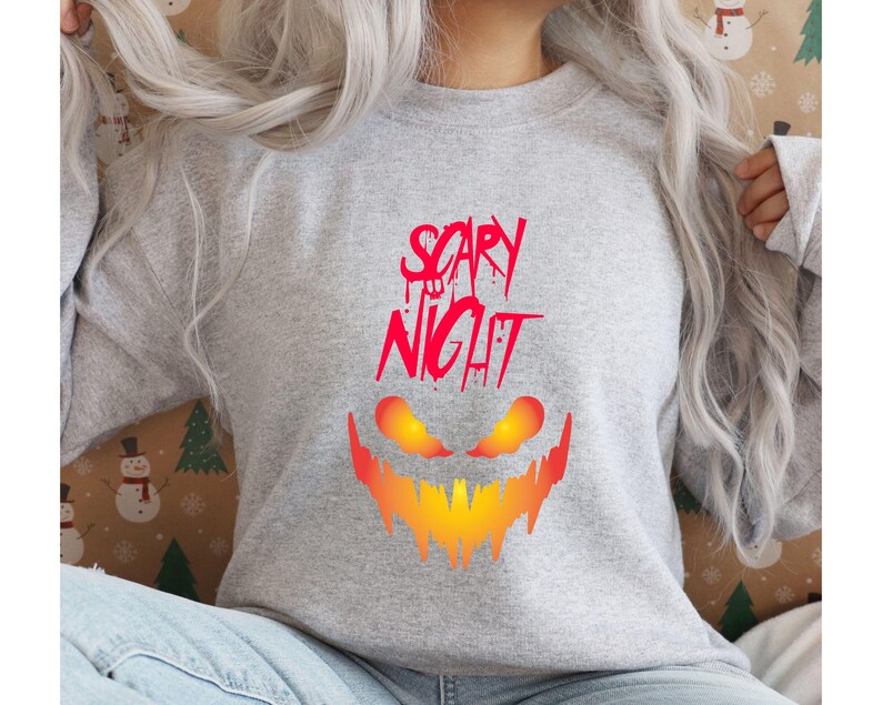 Scary Pumpkin Face PNG | Halloween Horror Shirt Design (digital ...