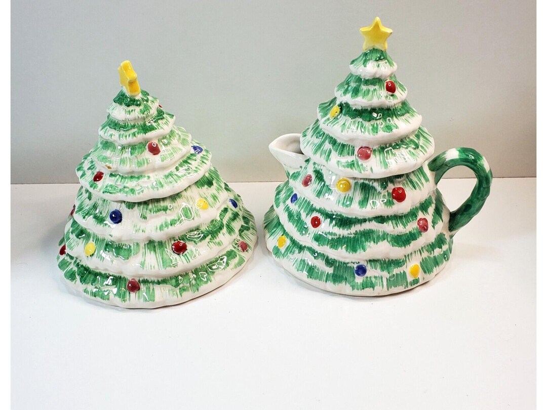 Vintage Christmas Tree Shaped Creamer and Sugar Bowl by Sigma ...