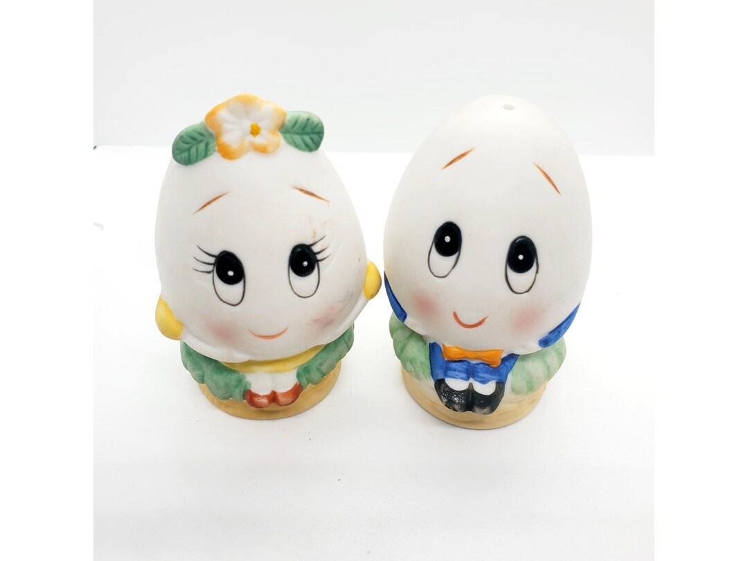 Vintage Lefton Egg Salt Pepper Shakers Humpty Dumpty Mr & Mrs Easter ...