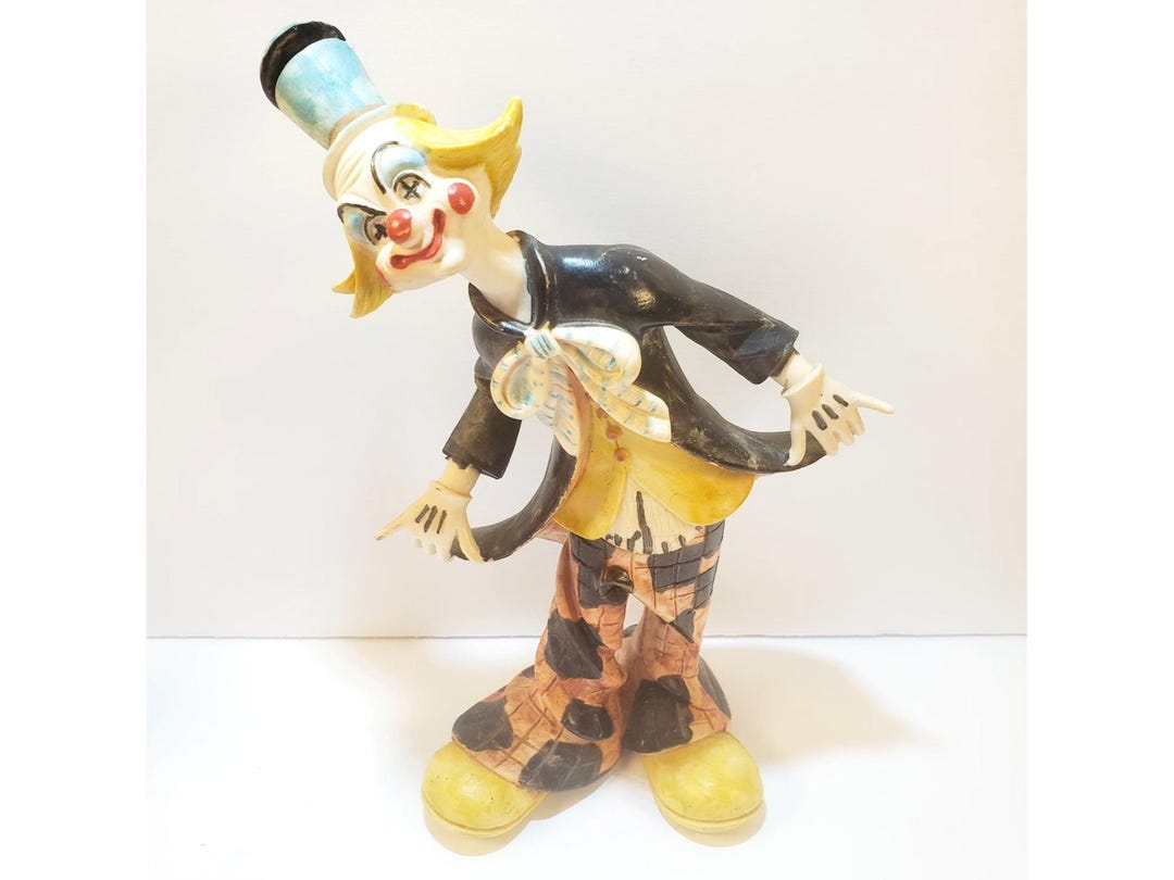 Vintage Italy Resin 9 Inch Tall Bowing Clown Circus Act Figure Figurine ...
