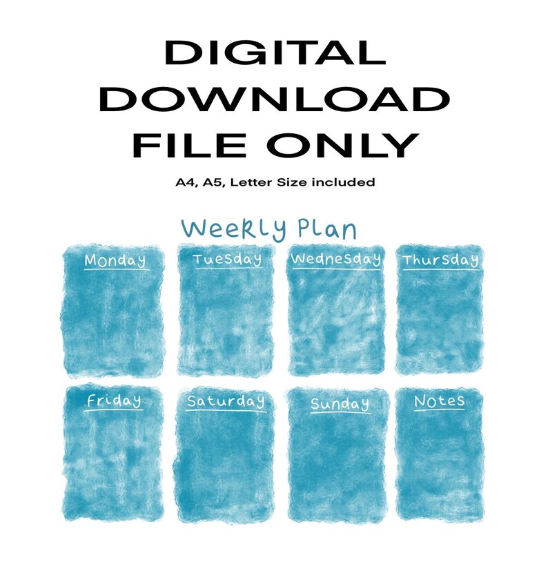 Printable Blue Weekly Planner Template | Digital File - Etsy