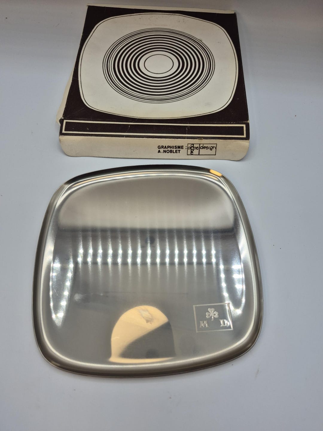Vintage Metal Design Tray Pop Design A. Noblet | Op Art Modernist 70s ...