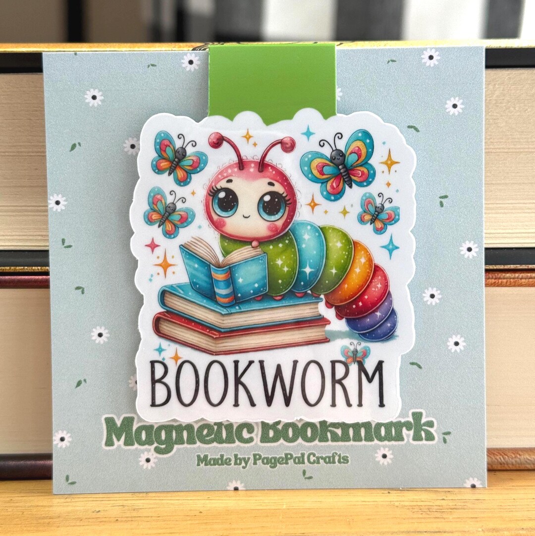 Bookworm Magnetic Bookmark - Etsy