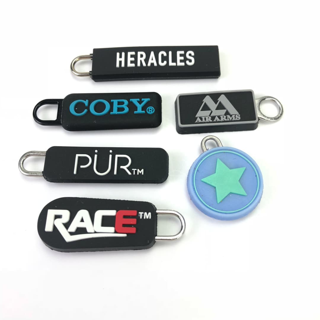 100 Zippers, Zipper Pull Charm, PVC Zipper Pull, Custom Zipper Pull ...