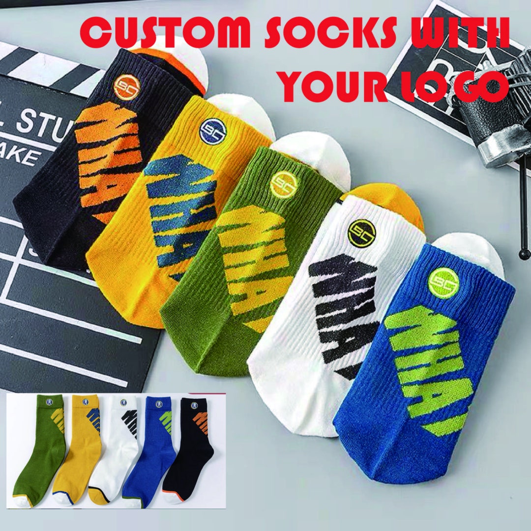Personalised Custom Text Socks, Custom Logo Socks, Logo Printed on ...