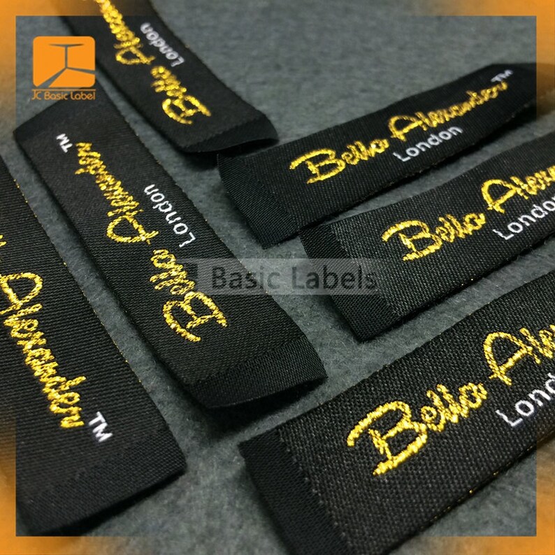 300 Gold Metallic Woven Labels Sparkling Text Custom Labels | Etsy