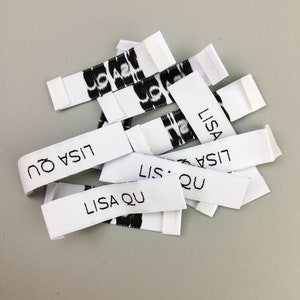 50 Only Text Woven Labels, Custom Woven Labels, Sewn on Labels - Etsy
