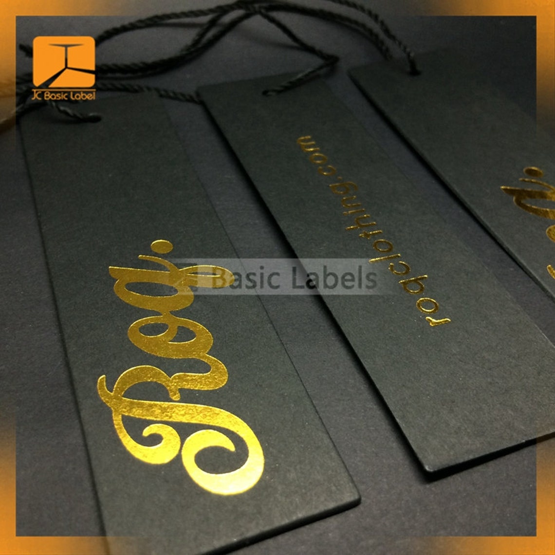 500 Gold Foil Hang Tags Custom Hang Tags Black Card Hang | Etsy