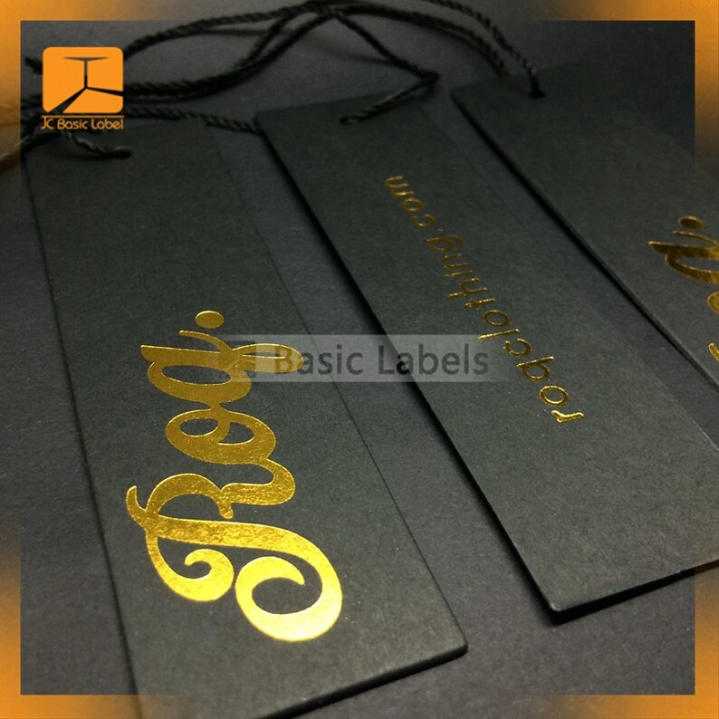 500 Gold Foil Hang Tags Custom Hang Tags Black Card Hang | Etsy