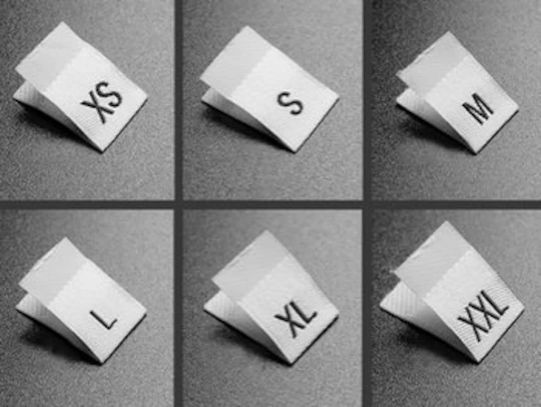 100 Satin Woven Size Labels, Clothing Size Tabs, Satin Size Labels ...
