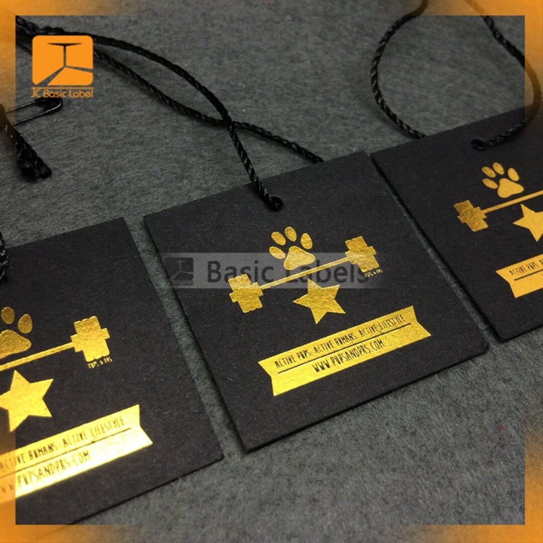 500 Gold Foil Hang Tags, Custom Hang Tags, Black Card Hang Tag, Black ...