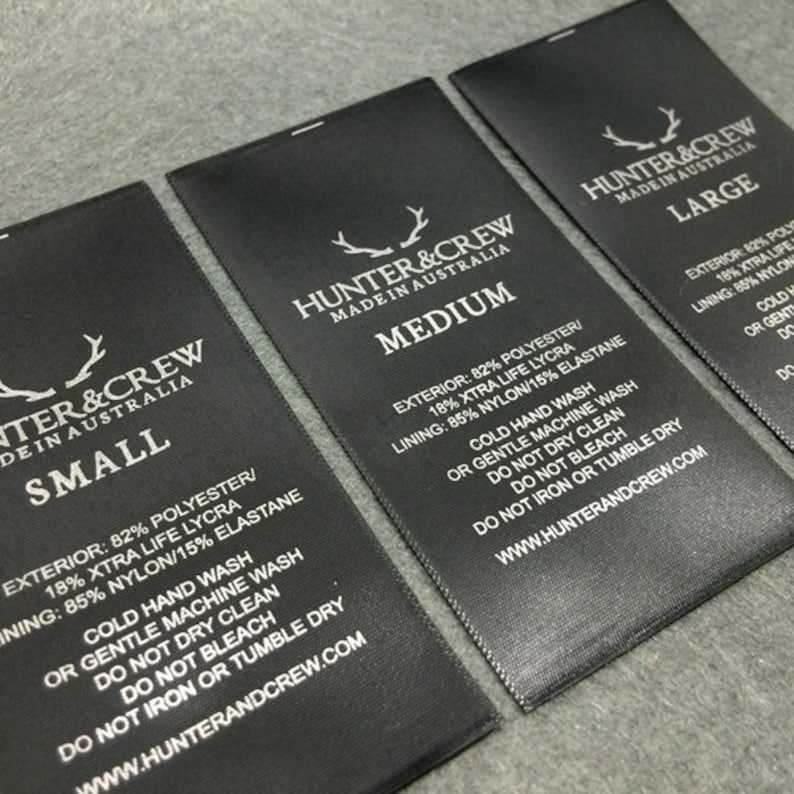 100 Black Satin Labels Satin Printed Labels Satin Labels - Etsy