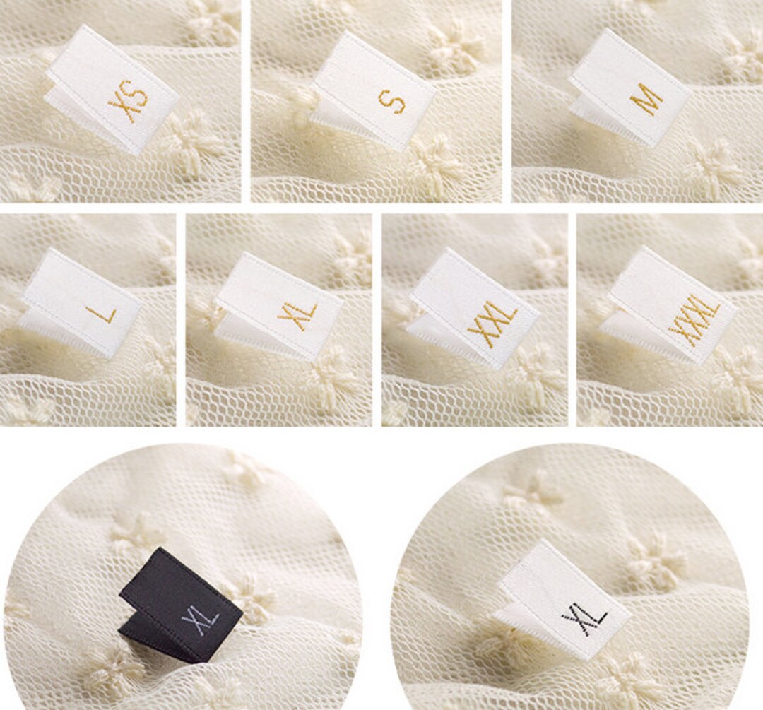 100 Satin Size Label, Clothing Size Label, High Quality With Folded ...