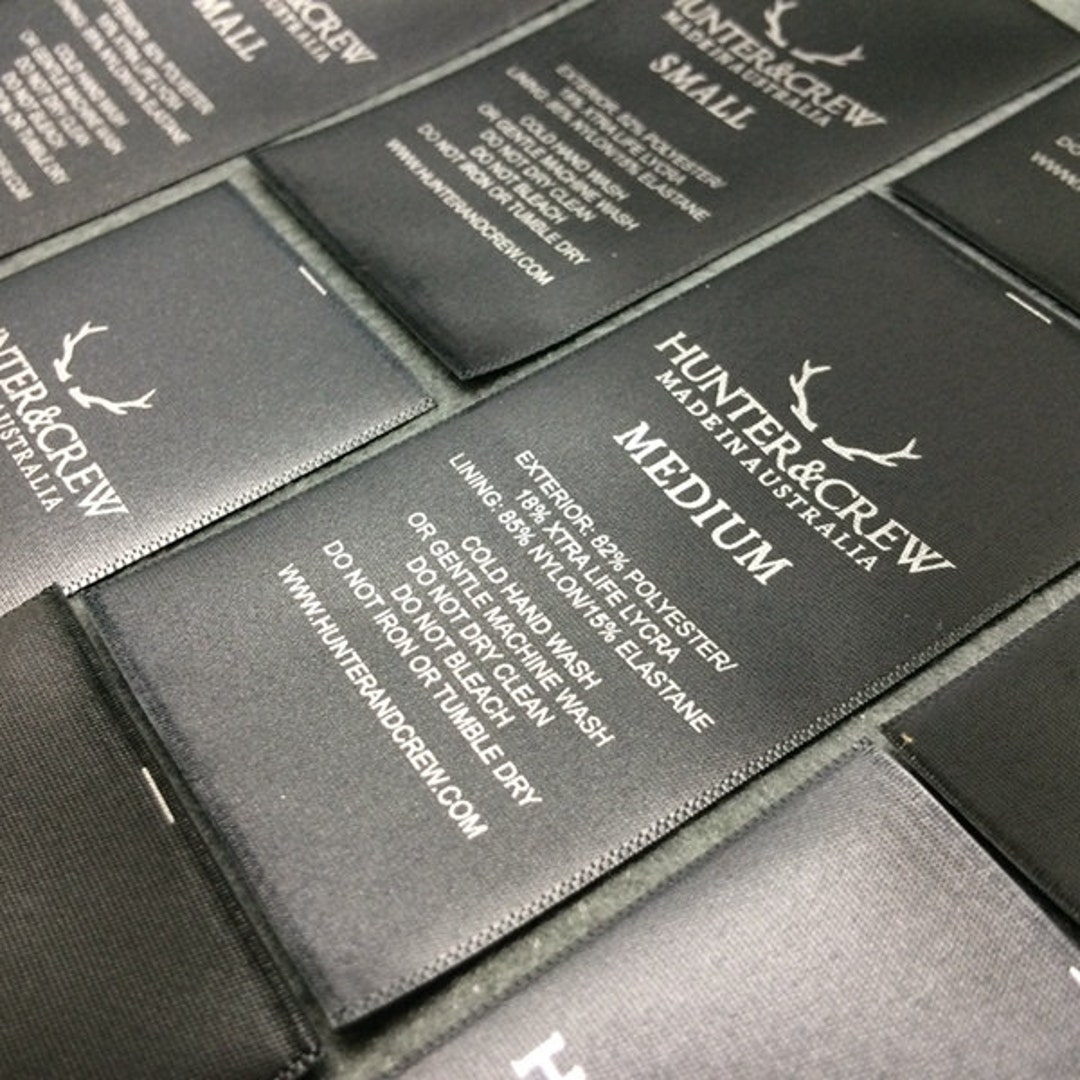 100 Black Satin Labels, Satin Printed Labels, Satin Labels - Etsy