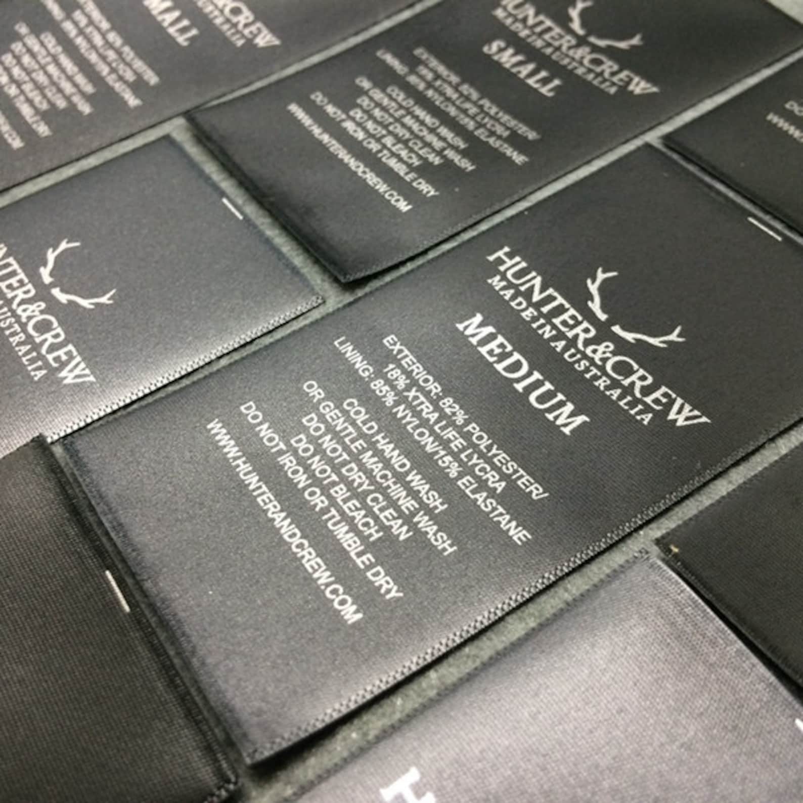 100 Black Satin Labels Satin Printed Labels Satin Labels - Etsy