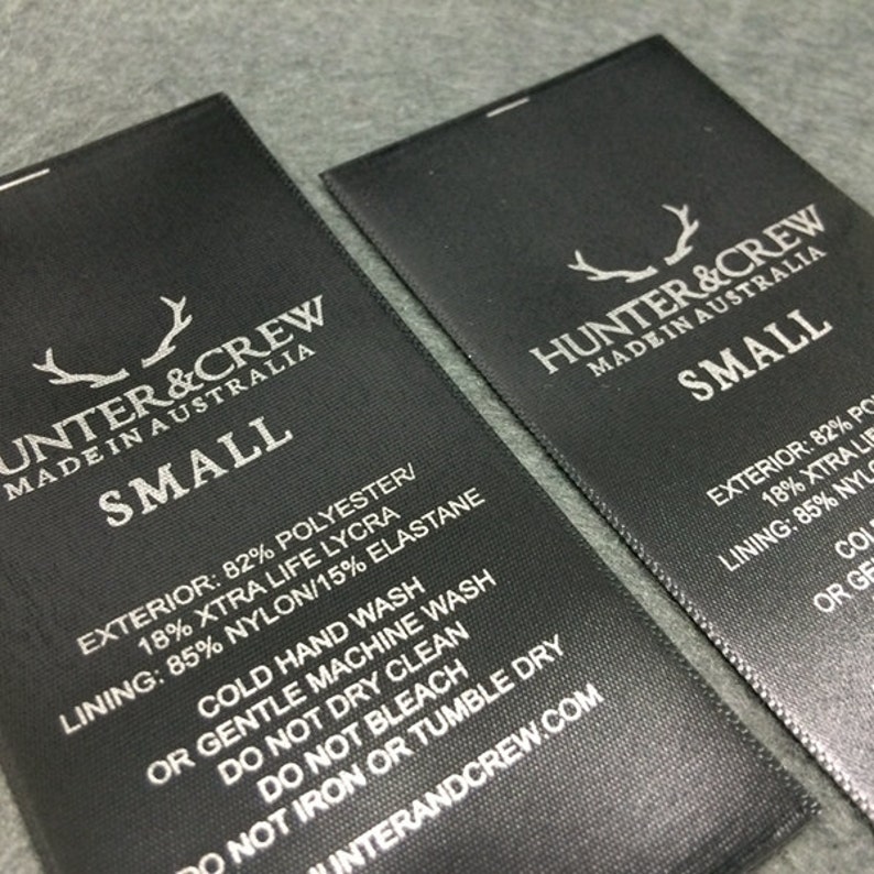 100 Black Satin Labels Satin Printed Labels Satin Labels - Etsy