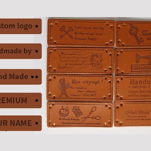 100 Leather Label, Personalized Leather Labels, Leather Labels, Leather ...