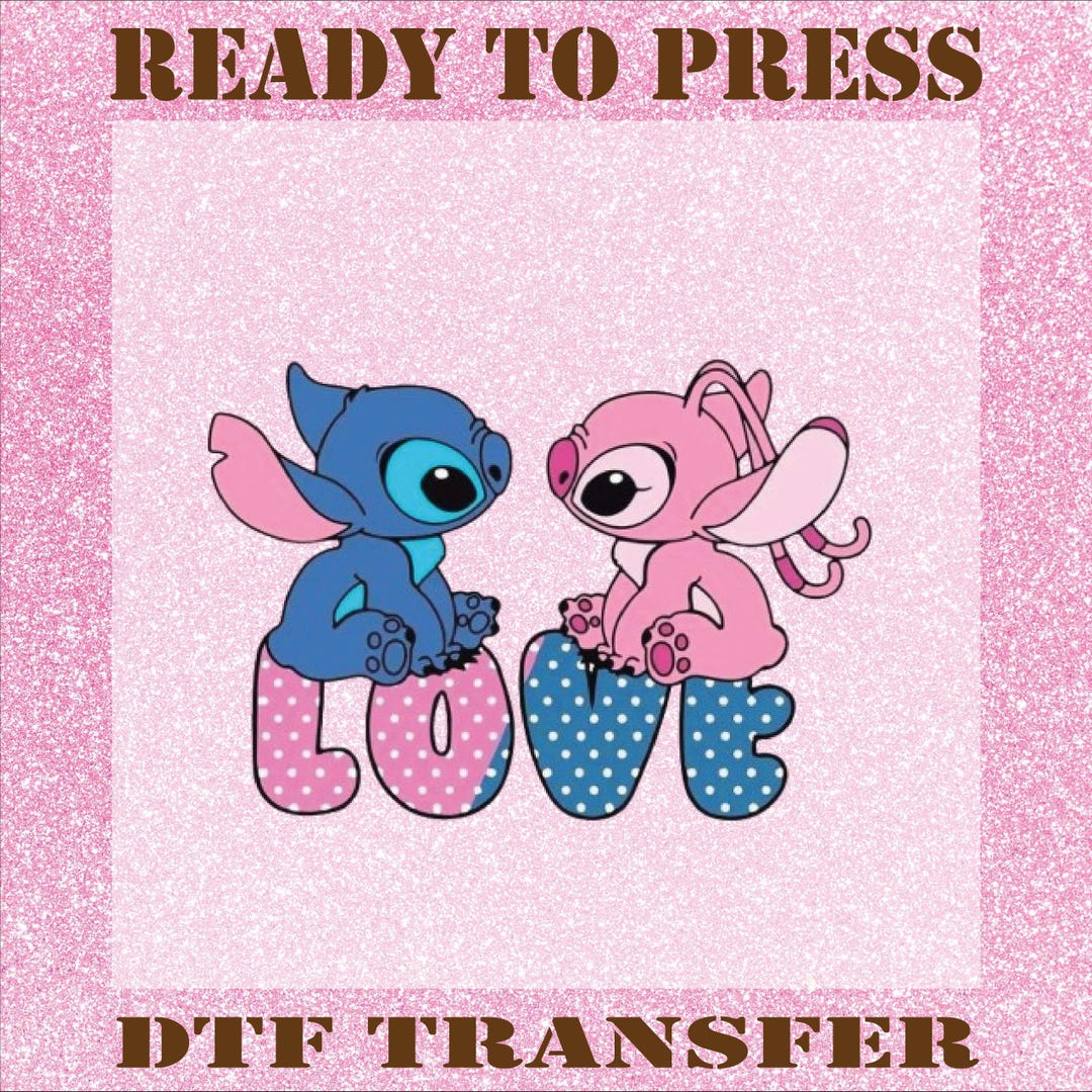 Stitch Valentine Day DTF: Blue Alien Love Symbol February Kisses Heat ...