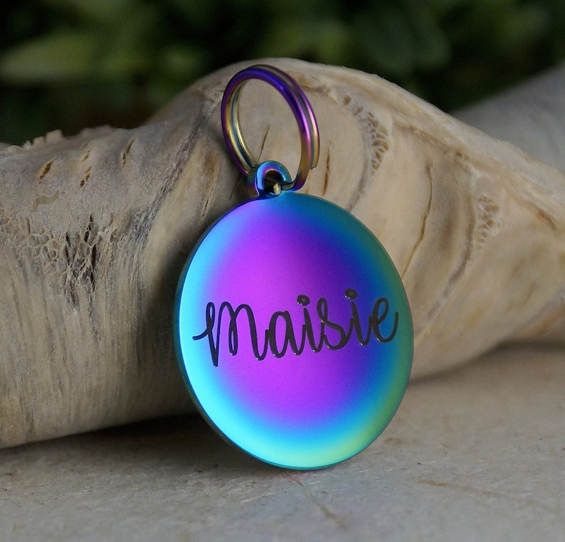 Personalized Rainbow Color Dog Collar Tag Dog Name Tag Pet | Etsy