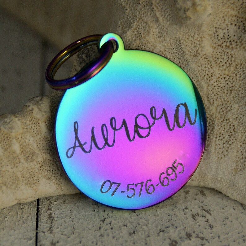 Personalized Rainbow Color Dog Collar Tag Dog Name Tag Pet - Etsy