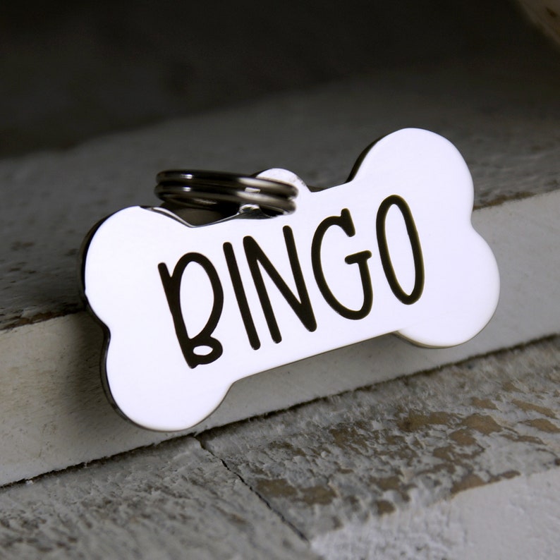 Personalized Small Dog Tag Dog ID Tag Silver Dog Bone Tag | Etsy