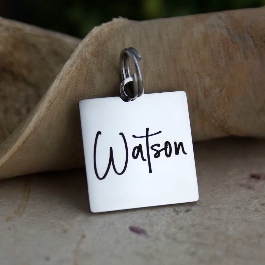 Square Stainless Steel Dog Tag: Personalized Pet ID Collar Tag - Etsy
