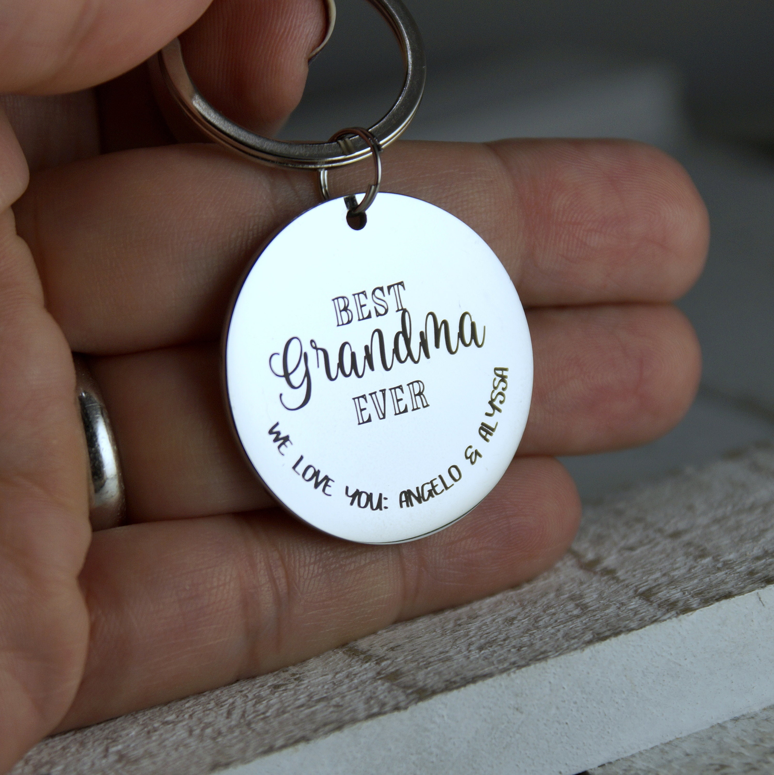 Personalized Grandma Keychain: Stainless Steel, Custom Grandchildren ...