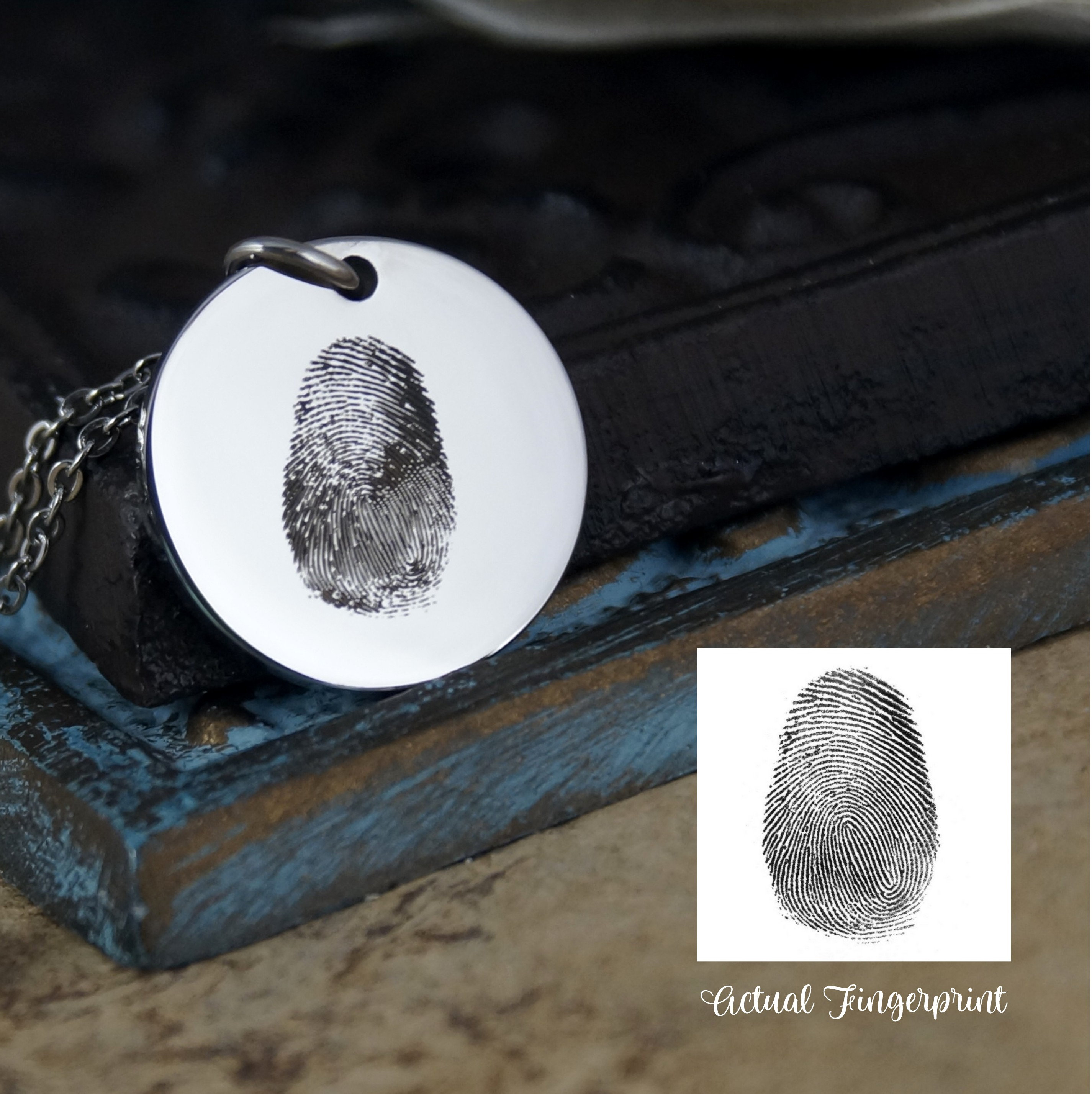 Fingerprint Necklace Actual Fingerprint Jewelry-Memorial Loss | Etsy