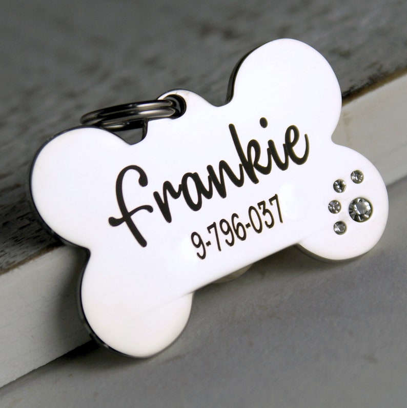 Personalized Dog Tag With Crystals Dog Tag Dog Name Tag - Etsy