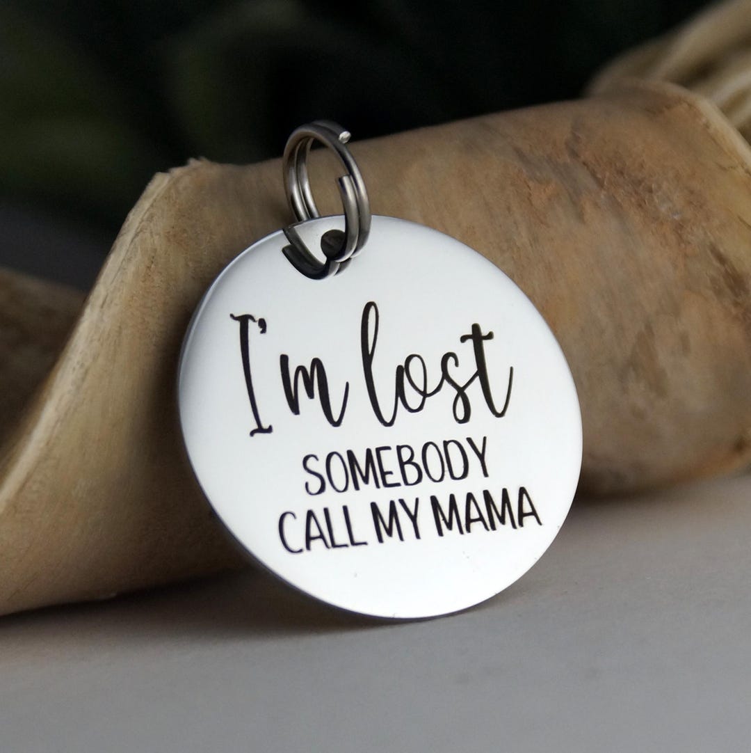 Personalized I'm Lost Pet ID Tag: Round Stainless Steel Dog or Cat Name ...