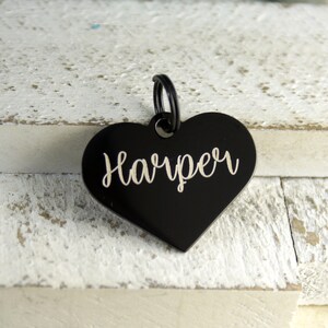 Black Heart Tag • Big Black Pet Id Tag • Dog or Cat Name Tag • ID Tag ...