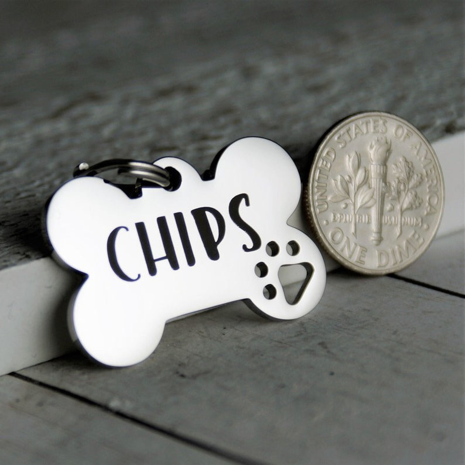 Personalized Dog ID Tag With Cut Out Dog Paw Dog Name Tag | Etsy