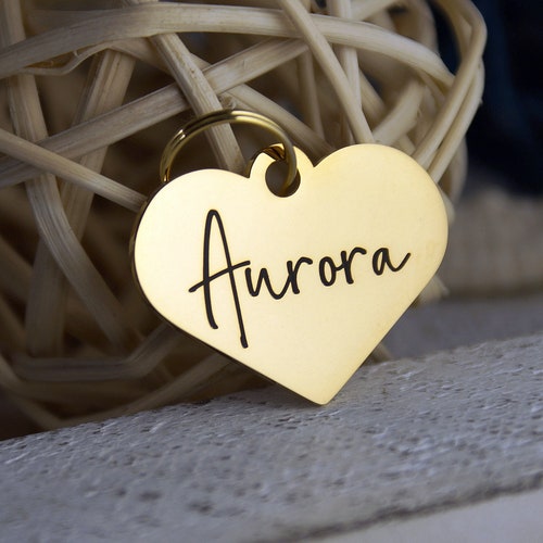 Gold Heart Dog Tag - Etsy